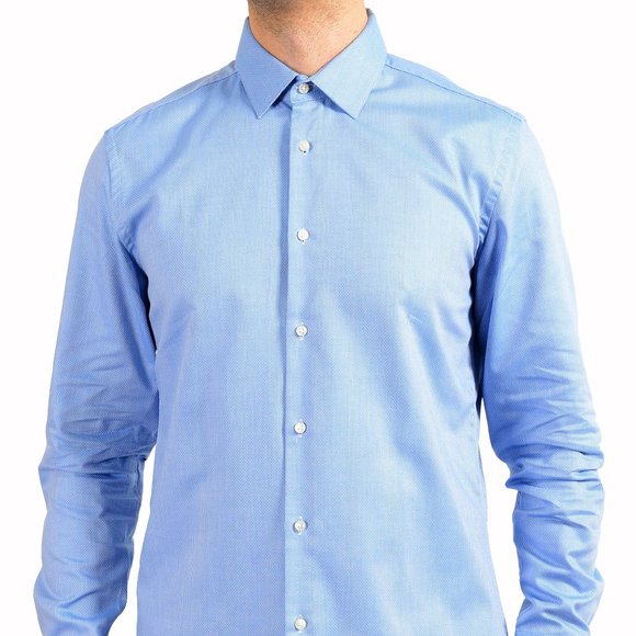 Hugo Boss | Shirts | Hugo Boss Mens Isko Blue Slim Fit Geometric Print ...